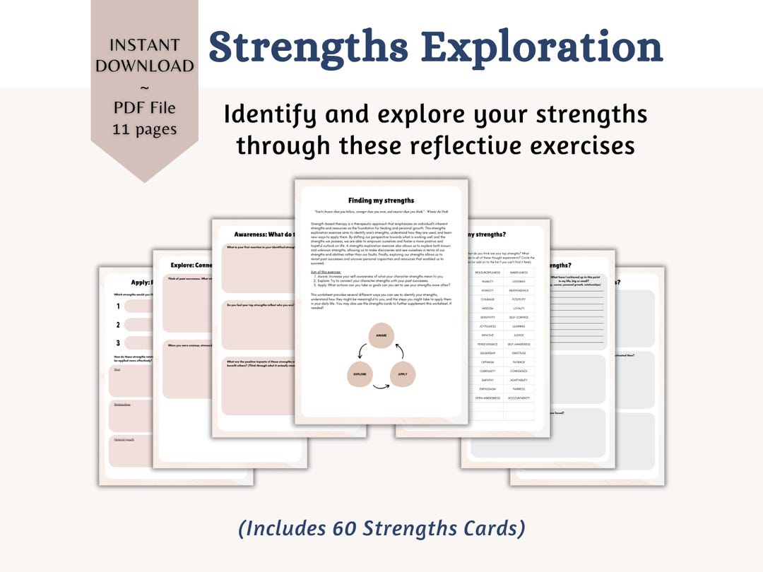 Strengths Exploration Therapy Strength Cards Strengths Finder List ...