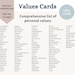 Personal Values Card Exercise for Values Exploration Cards Printable Core Values Identification ...