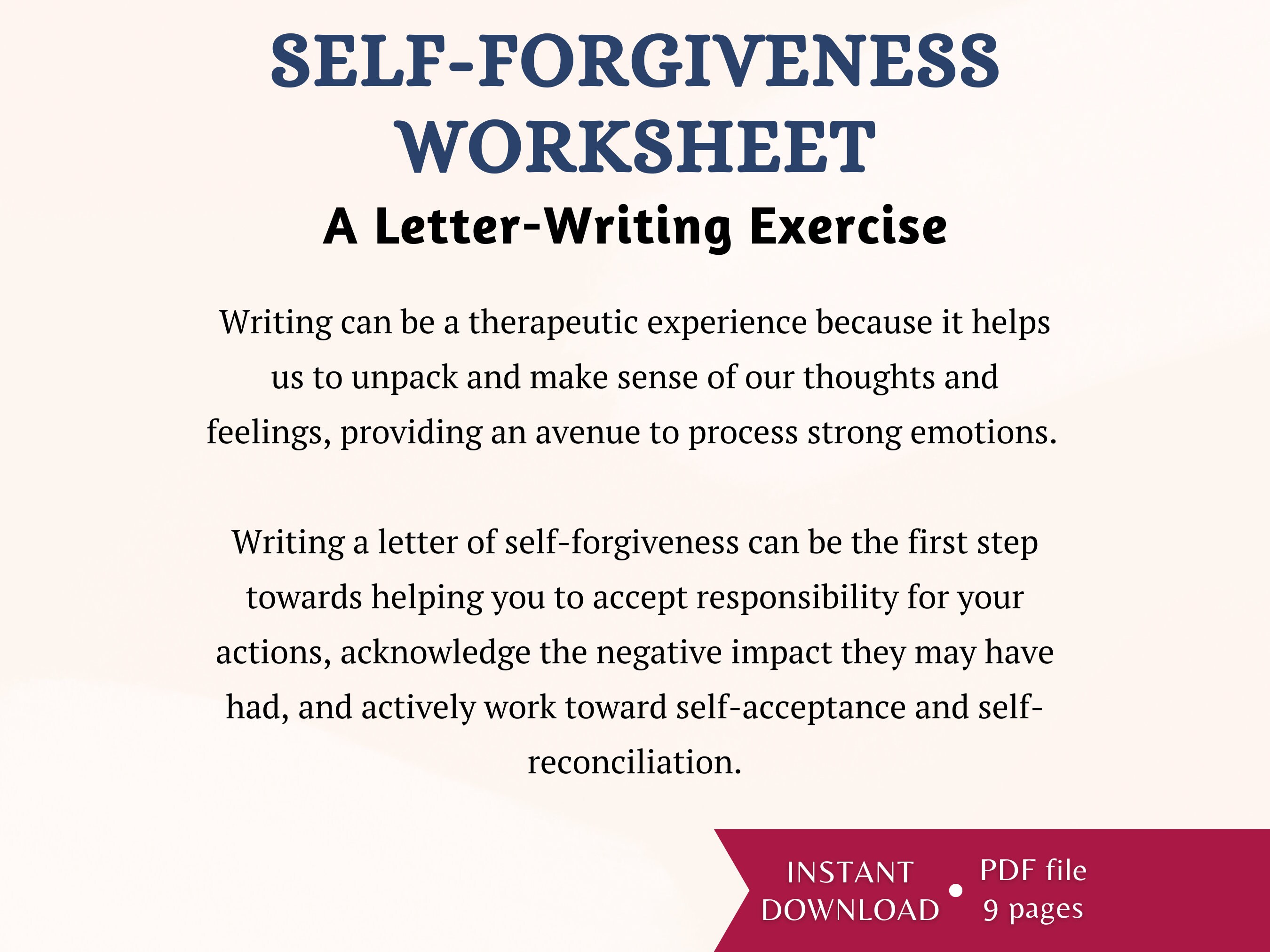 Self Forgiveness Worksheet Self Forgiveness Exercise Self Esteem Self ...