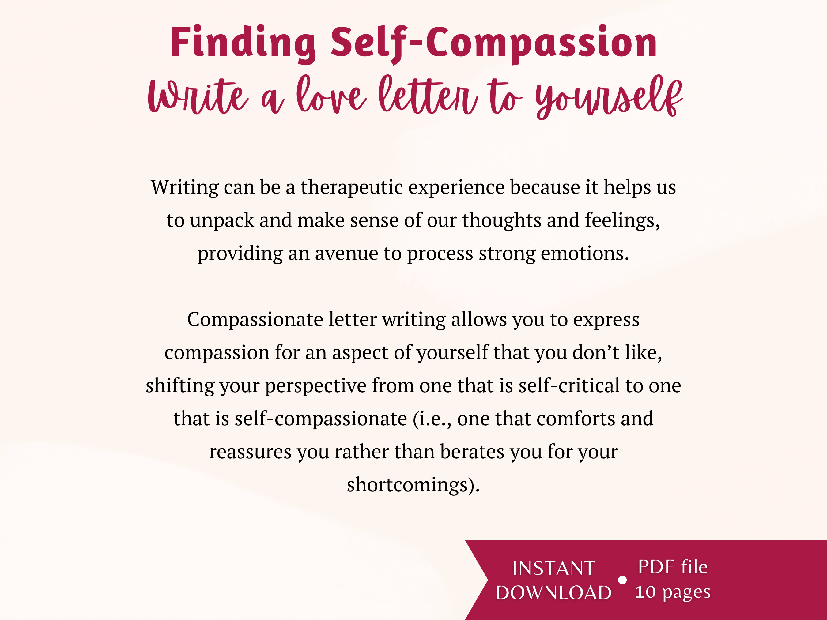 Self Compassion Worksheet Self Compassion Letter Self Compassion ...