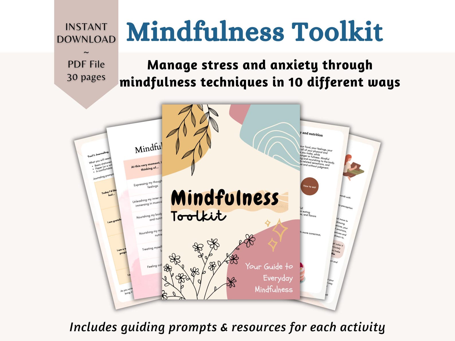 Mindfulness Worksheets for Anxiety Coping Skills Guided Mindfulness ...