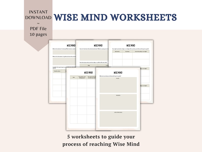 DBT Wise Mind Worksheets Dialectical Behavioral Therapy Wise Mind ...