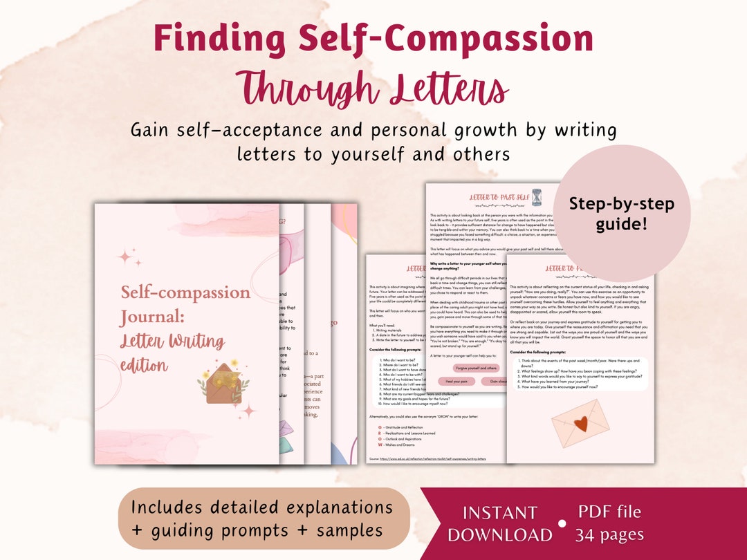 Self-compassion Journal Letter to Self Activity Self-care Writing ...