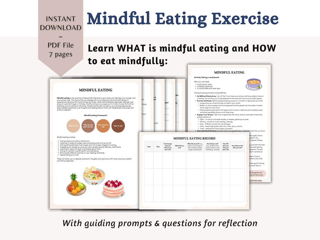 Mindful Eating Journal Mindful or Mind Full Eating Mindfully Worksheet ...