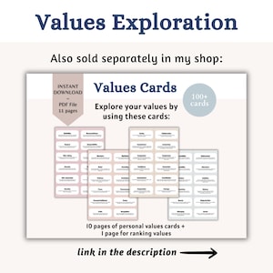 Personal Values Exploration Worksheets Core Values List Core Values and ...