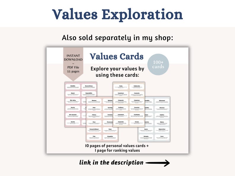 Personal Values Exploration Worksheets Core Values List Core Values and ...