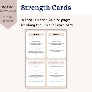 Strengths Based Cards Inner Strength Worksheets Self-esteem Tool ...