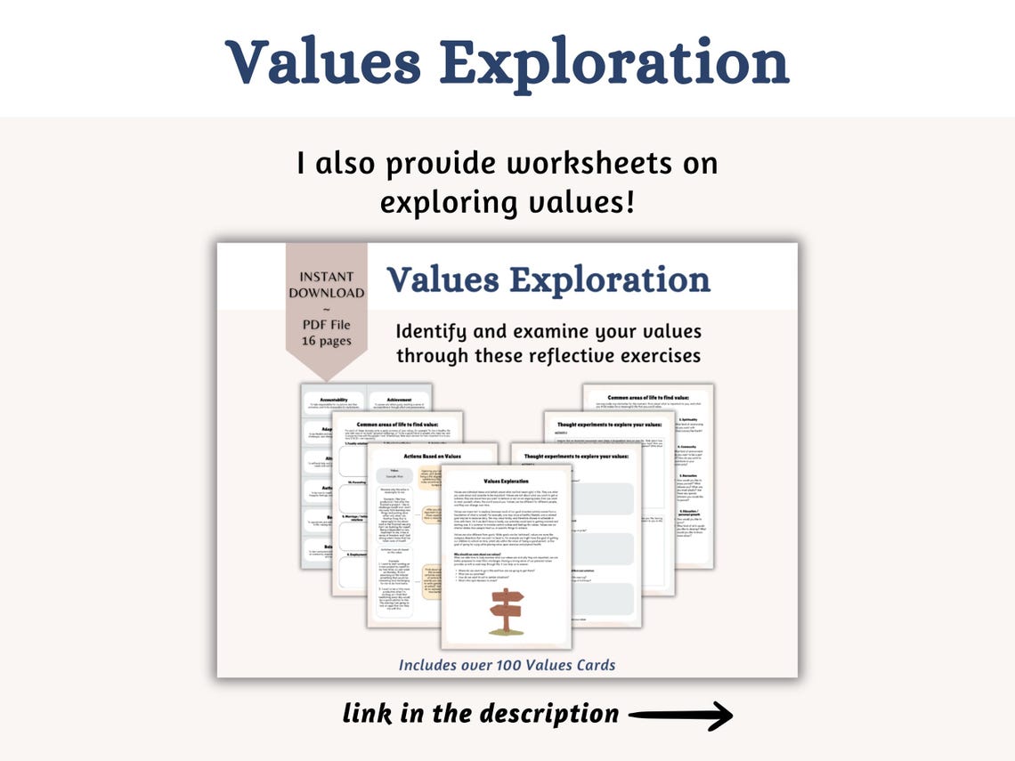 Personal Values Card Exercise for Values Exploration Cards Printable ...