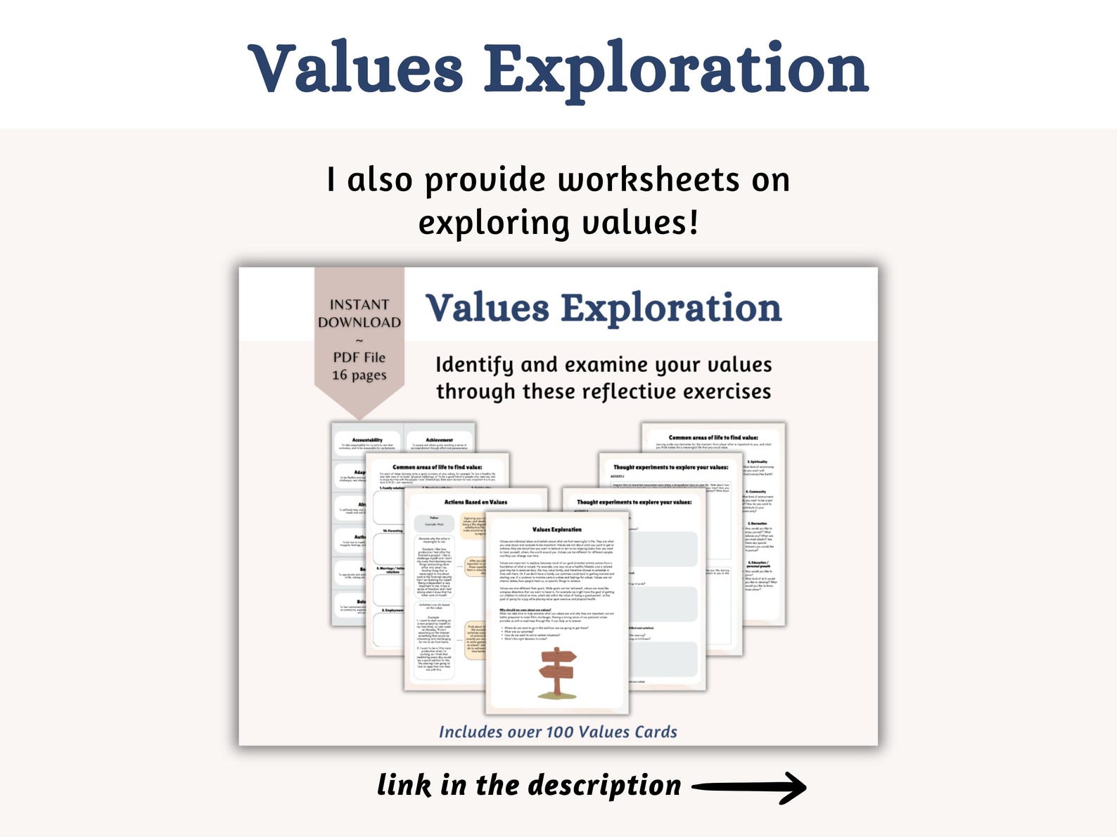 Personal Values Card Exercise for Values Exploration Cards Printable ...