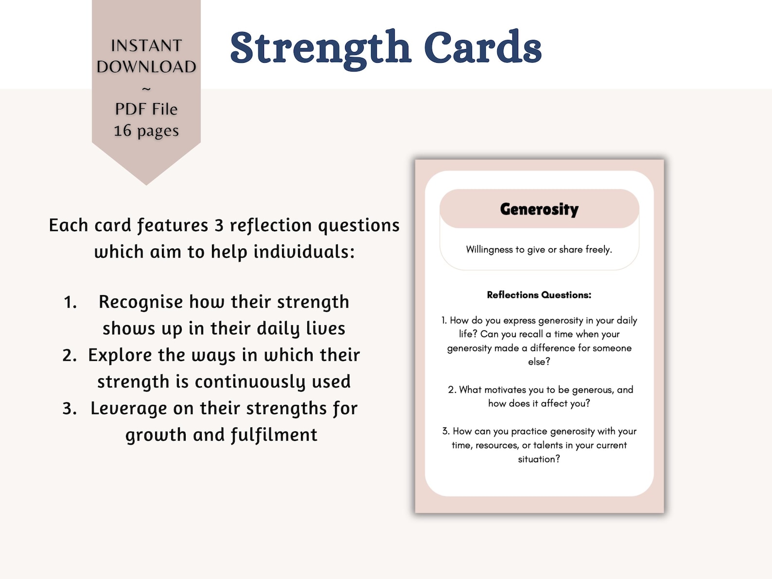 Strengths Based Cards Inner Strength Worksheets Self-esteem Tool ...