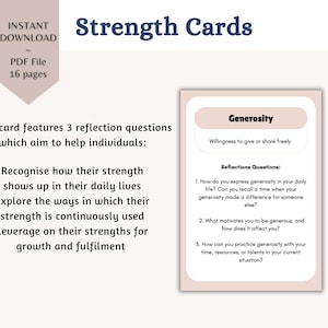 Strengths Based Cards Inner Strength Worksheets Self-esteem Tool ...
