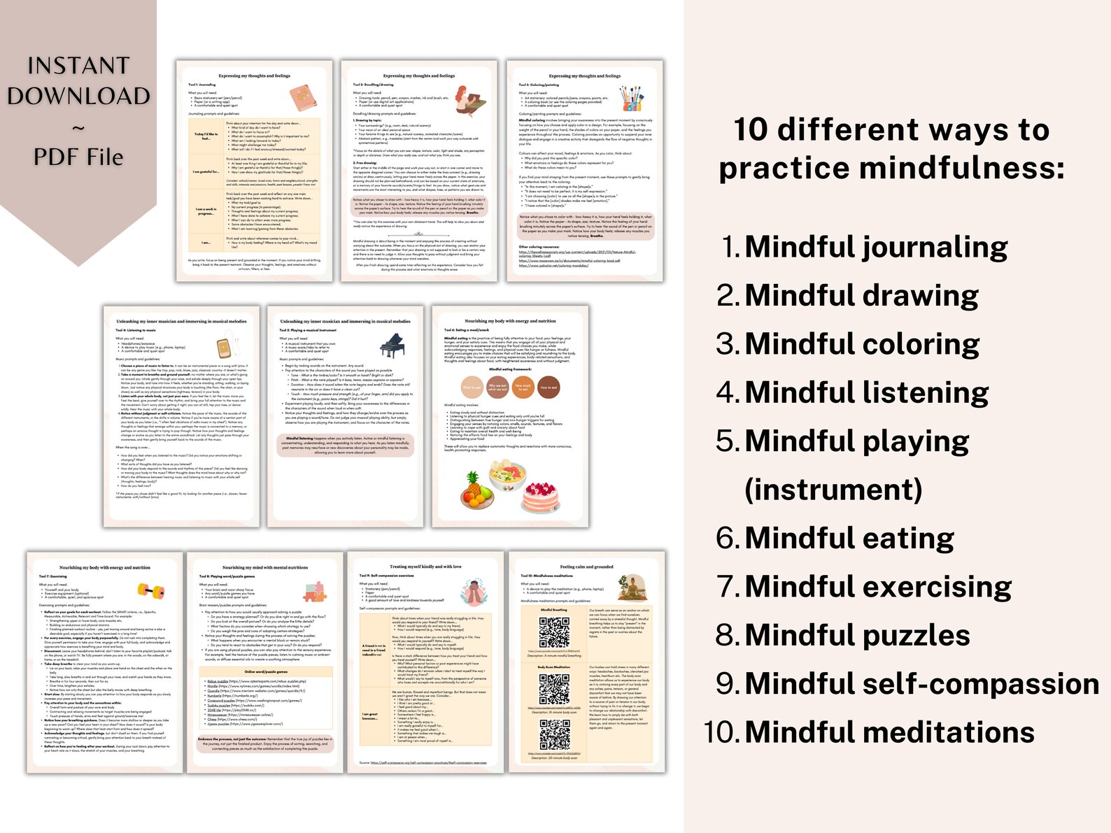 Mindfulness Worksheets for Anxiety Coping Skills Guided Mindfulness ...