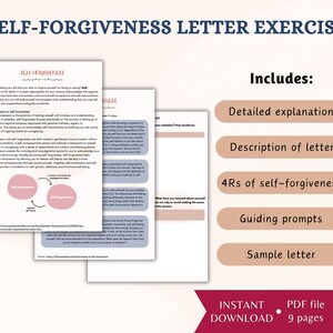 Self Forgiveness Worksheet Self Forgiveness Exercise Self Esteem Self ...
