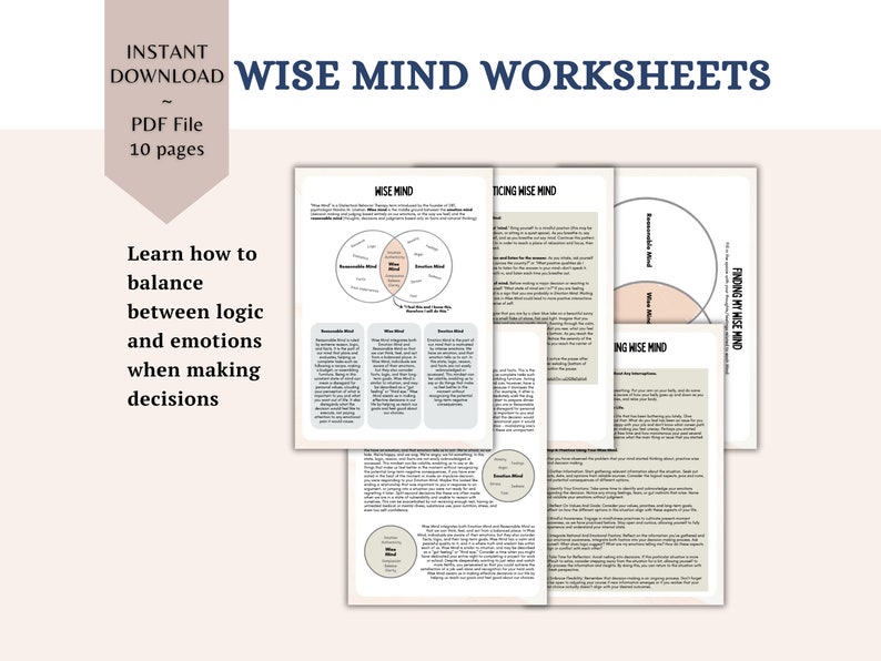 DBT Wise Mind Worksheets Dialectical Behavioral Therapy Wise Mind ...