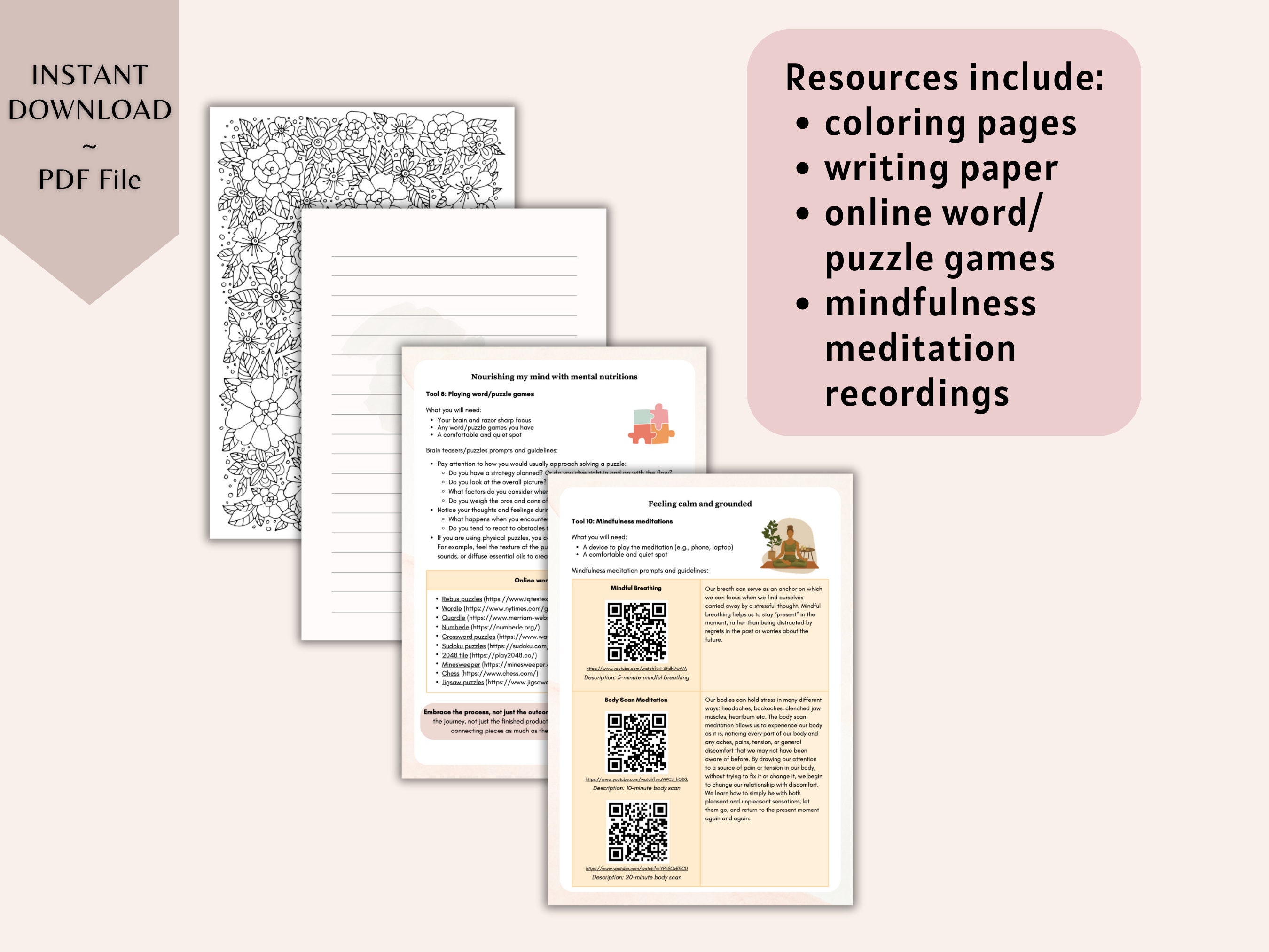 Mindfulness Worksheets for Anxiety Coping Skills Guided Mindfulness ...