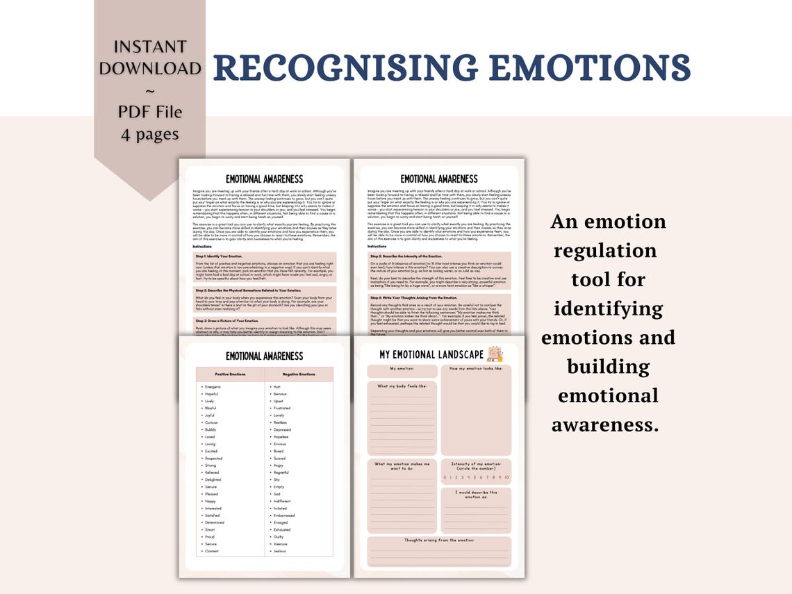 Understanding Emotions Journal Template for Processing Emotion ...