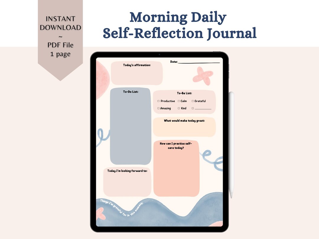 Daily Reflection Journal Template Morning Journal Prompts for Goal ...