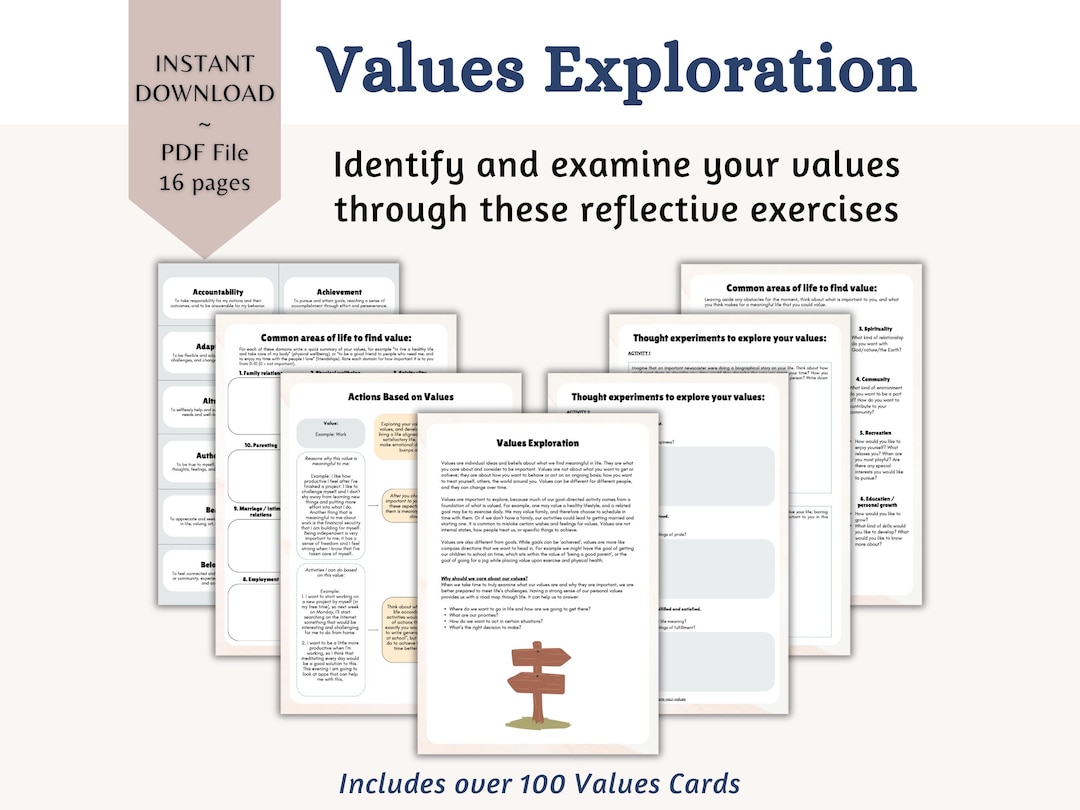 Personal Values Exploration Worksheets Core Values List Core Values and ...