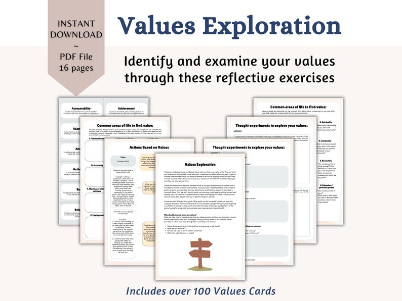 Personal Values Exploration Worksheets Core Values List Core Values and ...