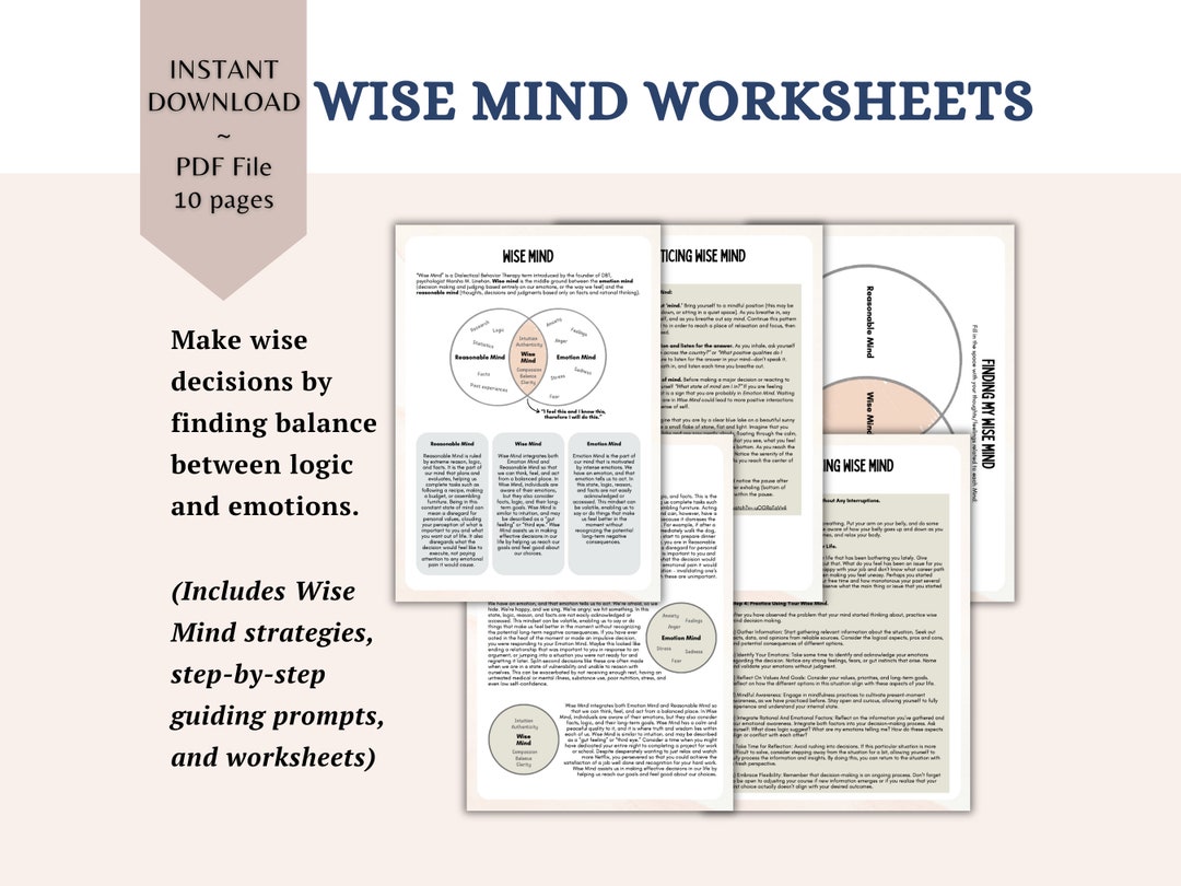 DBT Wise Mind Worksheets Dialectical Behavioral Therapy Wise Mind ...