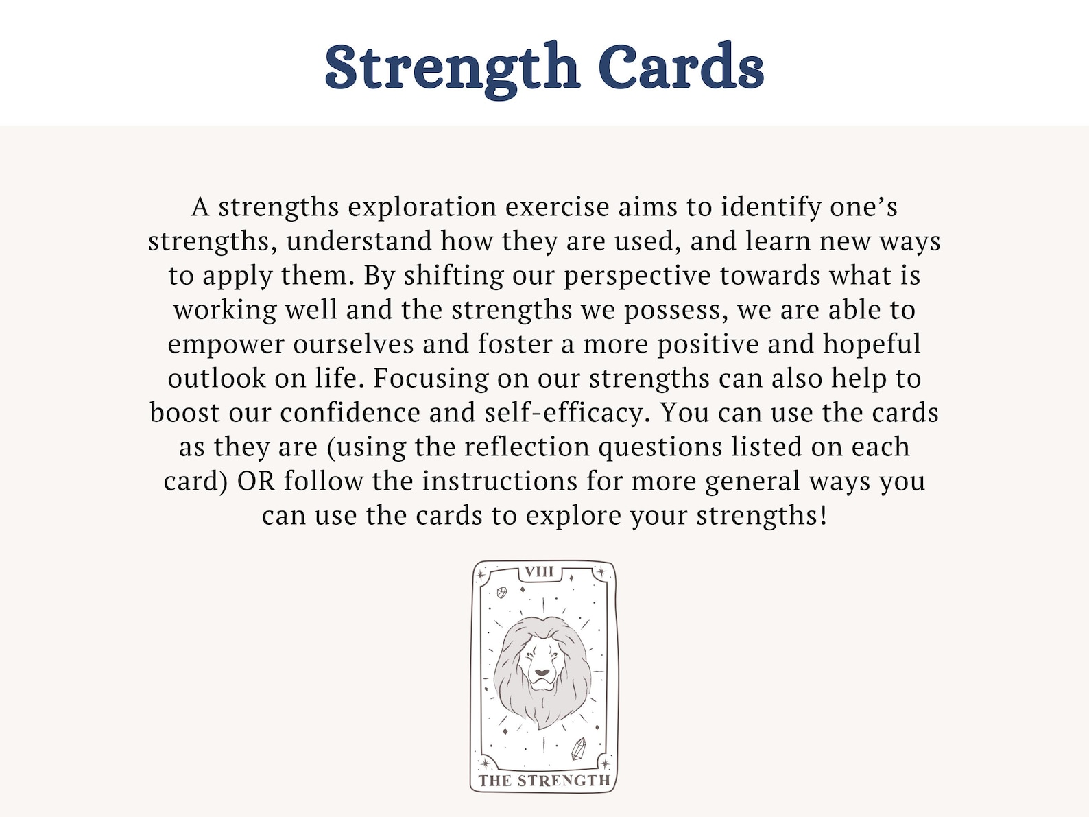 Strengths Based Cards Inner Strength Worksheets Self-esteem Tool ...