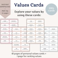 Value Cards Deck, Core Values Illustration Cards, Counselling Resource ...