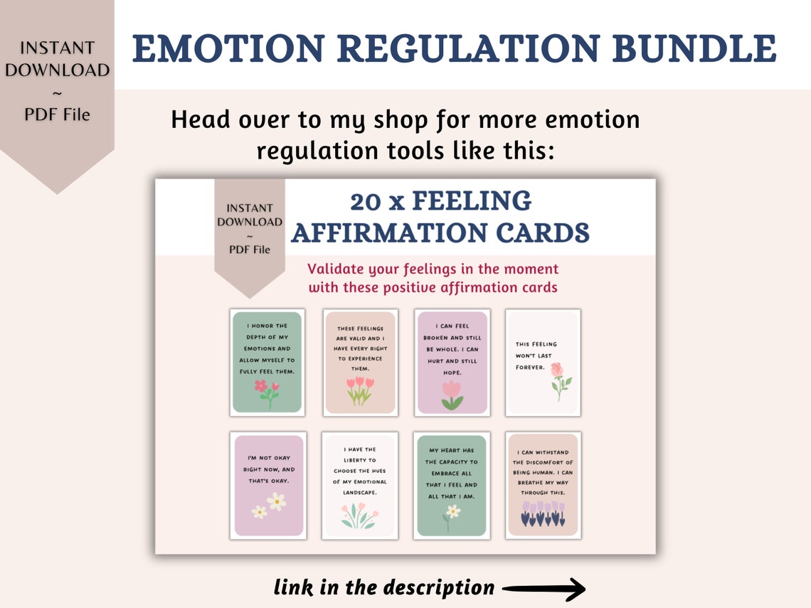 Emotional Regulation Tools Sitting With Your Feelings Affirmation Cards ...