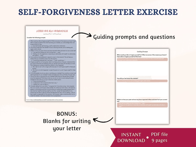 Self Forgiveness Worksheet Self Forgiveness Exercise Self Esteem Self ...