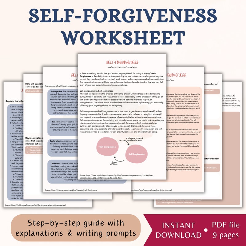 Forgiveness Worksheets - Etsy