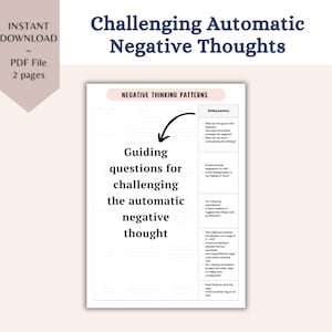 Challenging Unhelpful Thinking Patterns Cognitive Restructuring Tool ...