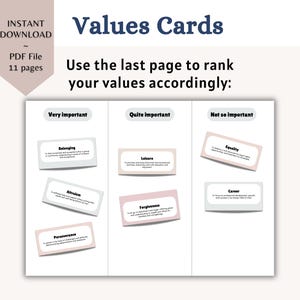 Personal Values Card Exercise for Values Exploration Cards Printable ...