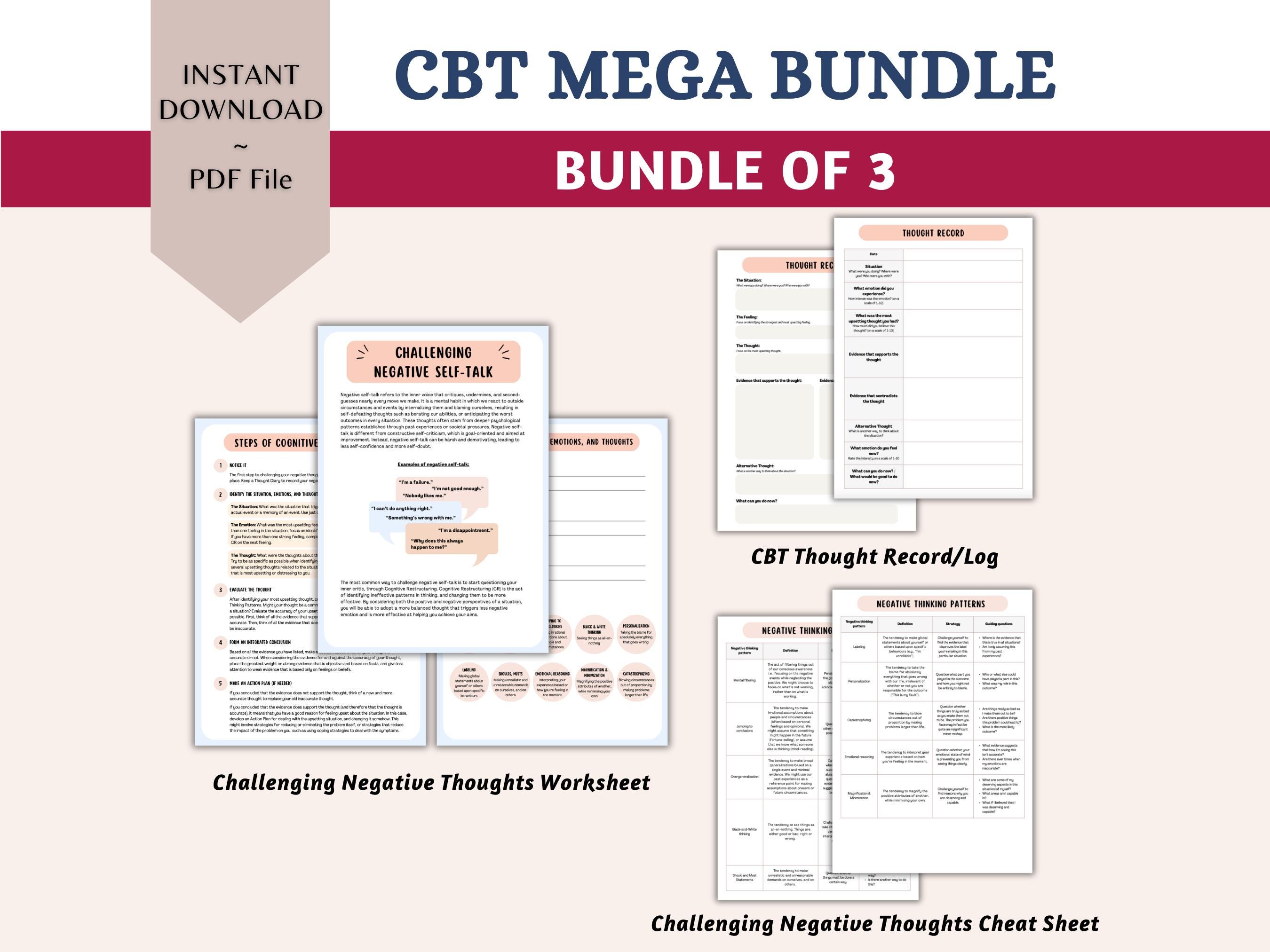 CBT Mega Bundle Cognitive Behavioural Therapy CBT Worksheets Cognitive ...