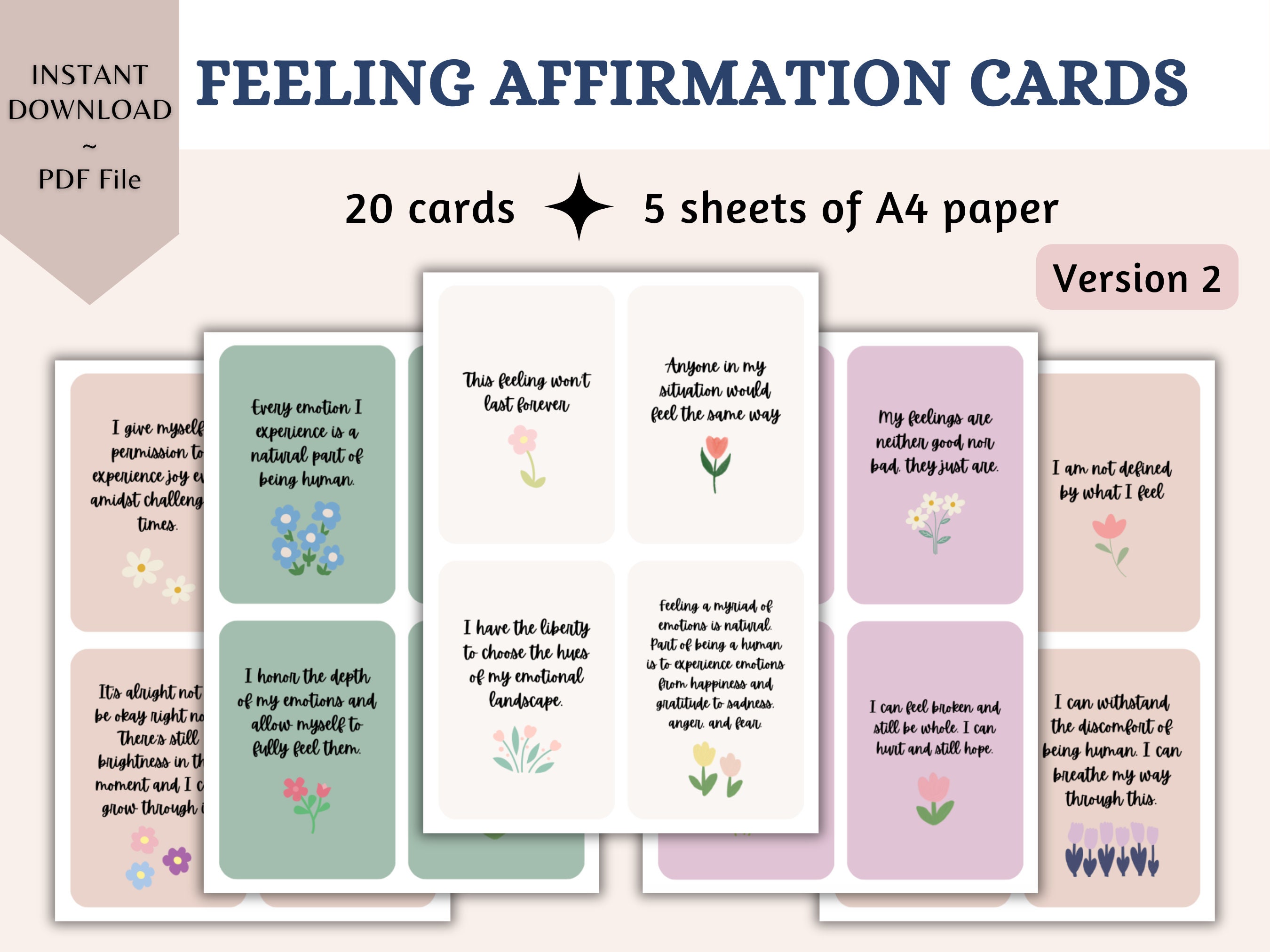 Positive Affirmation Cards for Validating Feelings Sitting With Your ...