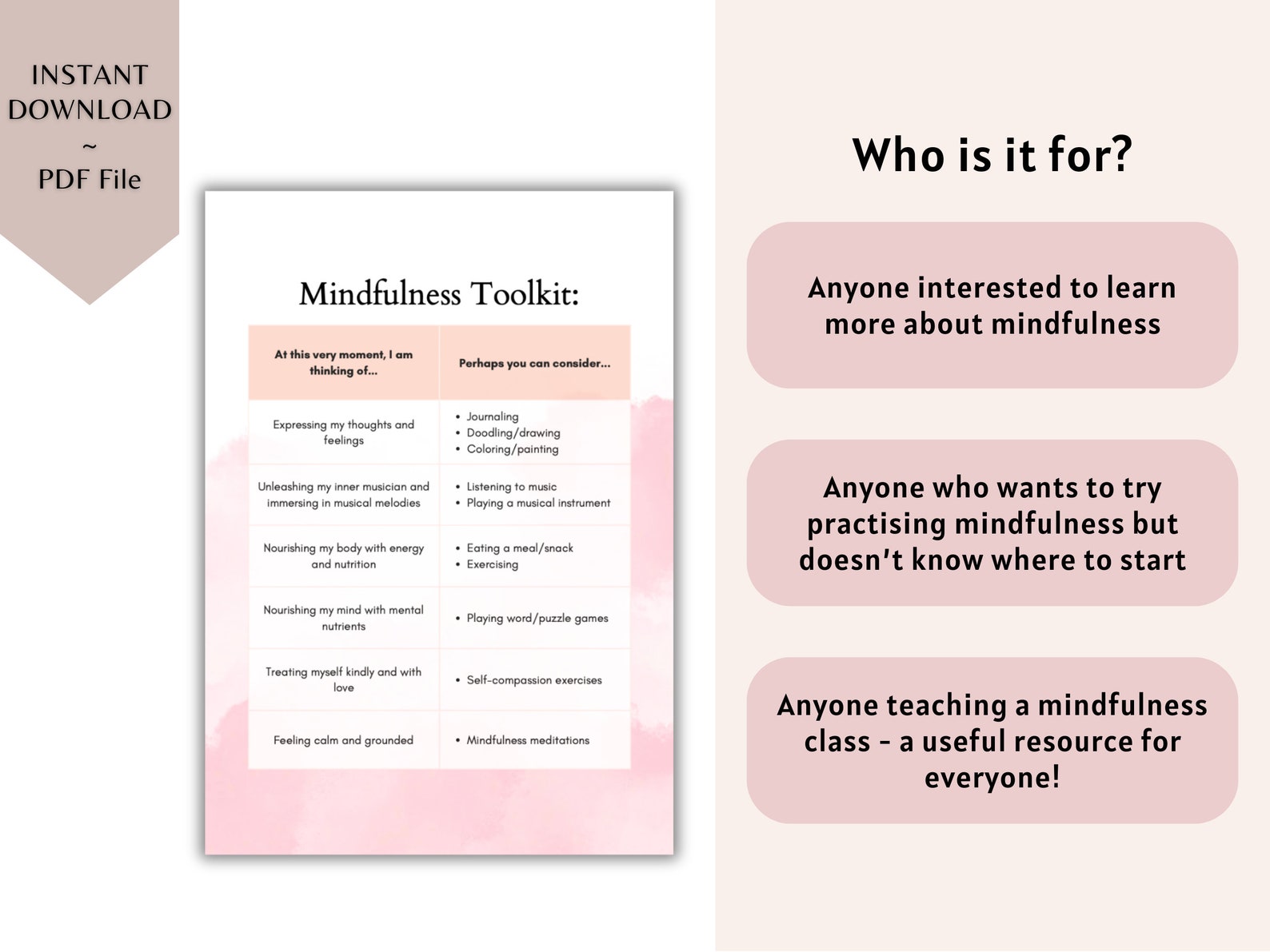 Mindfulness Worksheets for Anxiety Coping Skills Guided Mindfulness ...