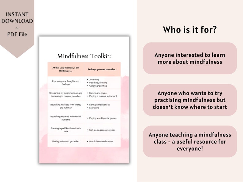 Mindfulness Worksheets for Anxiety Coping Skills Guided Mindfulness ...