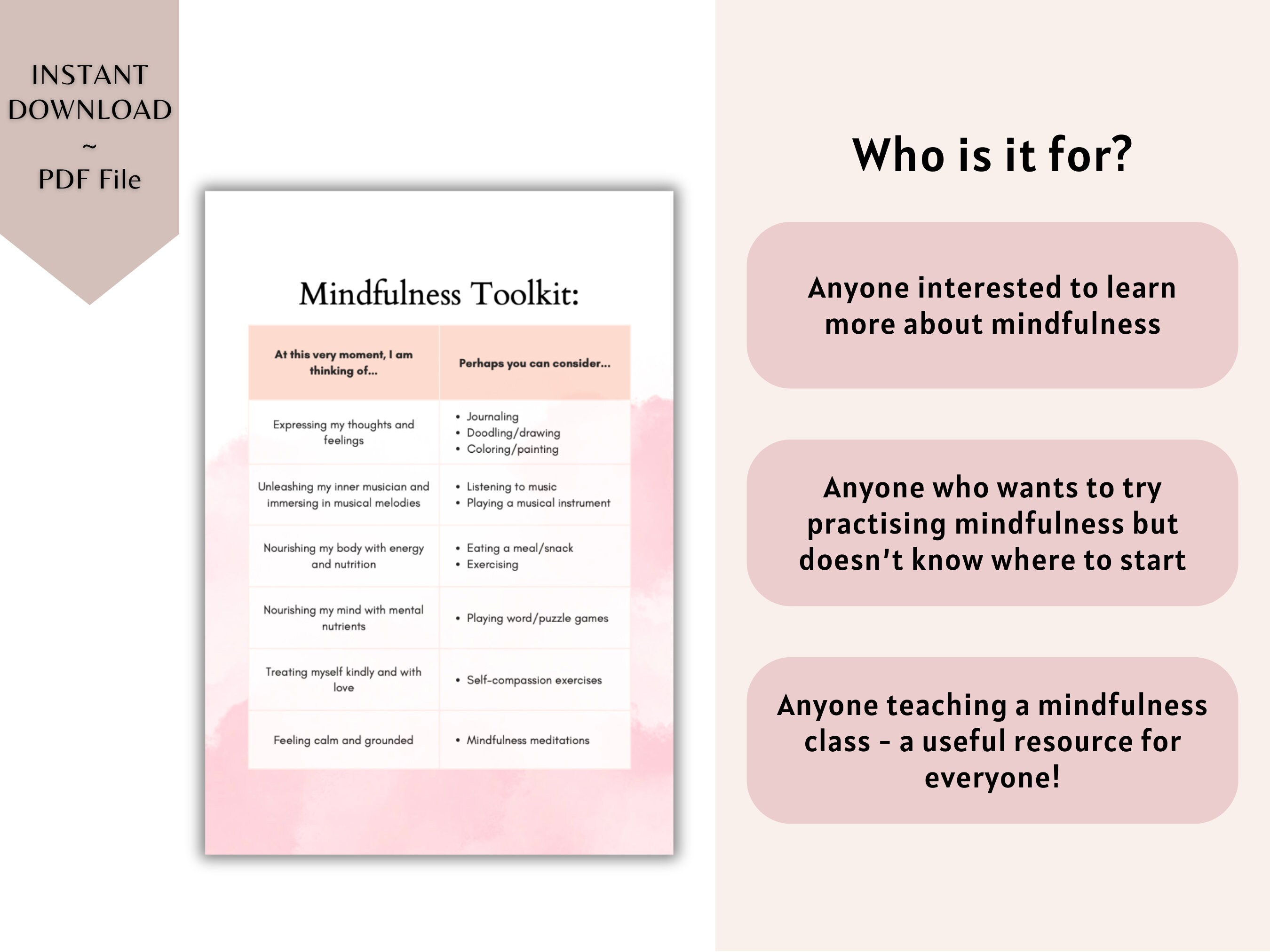 Mindfulness Worksheets for Anxiety Coping Skills Guided Mindfulness ...