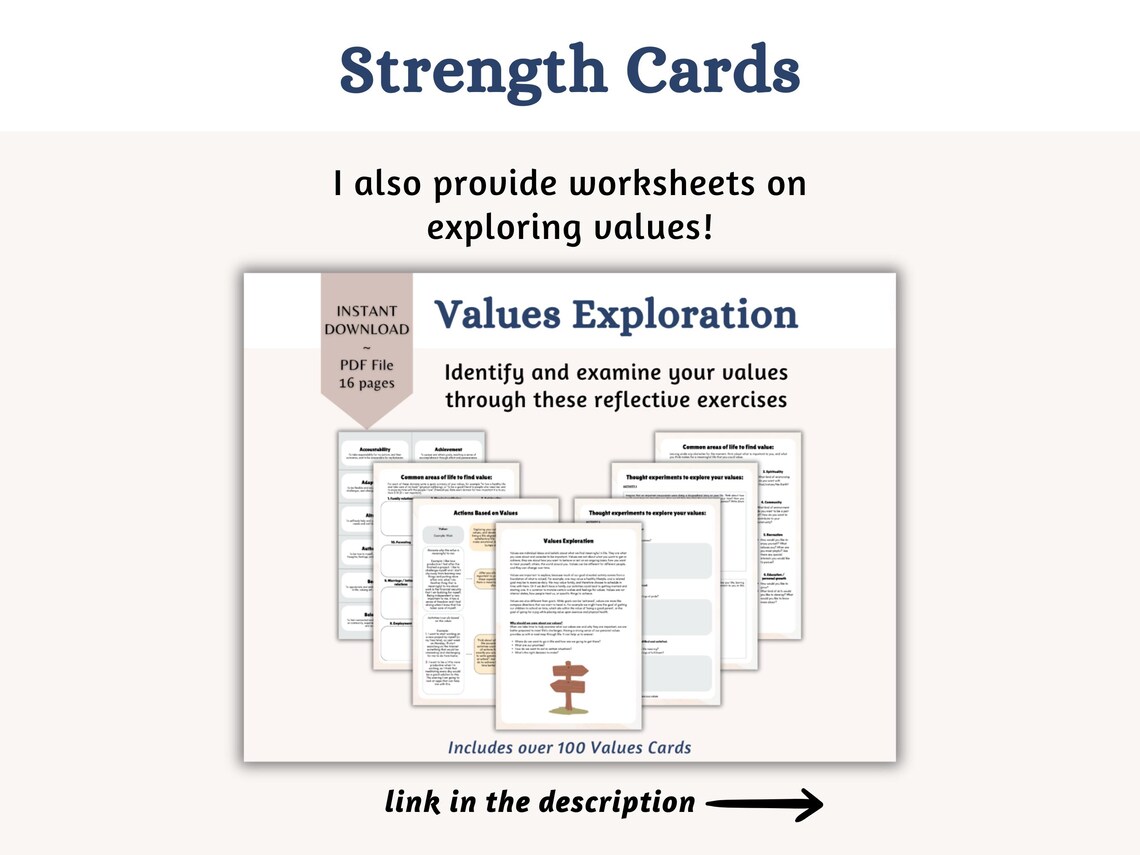 Strengths Based Cards Inner Strength Worksheets Self-esteem Tool ...