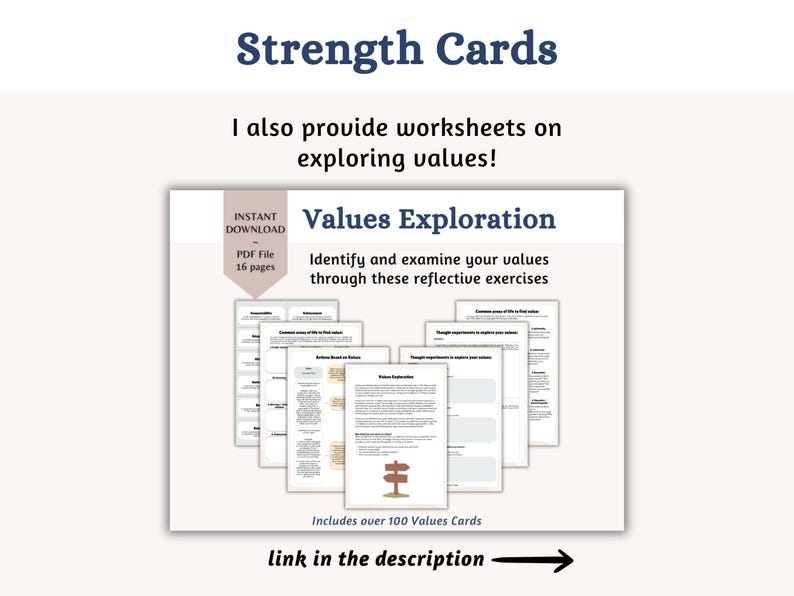 Strengths Based Cards Inner Strength Worksheets Self-esteem Tool ...
