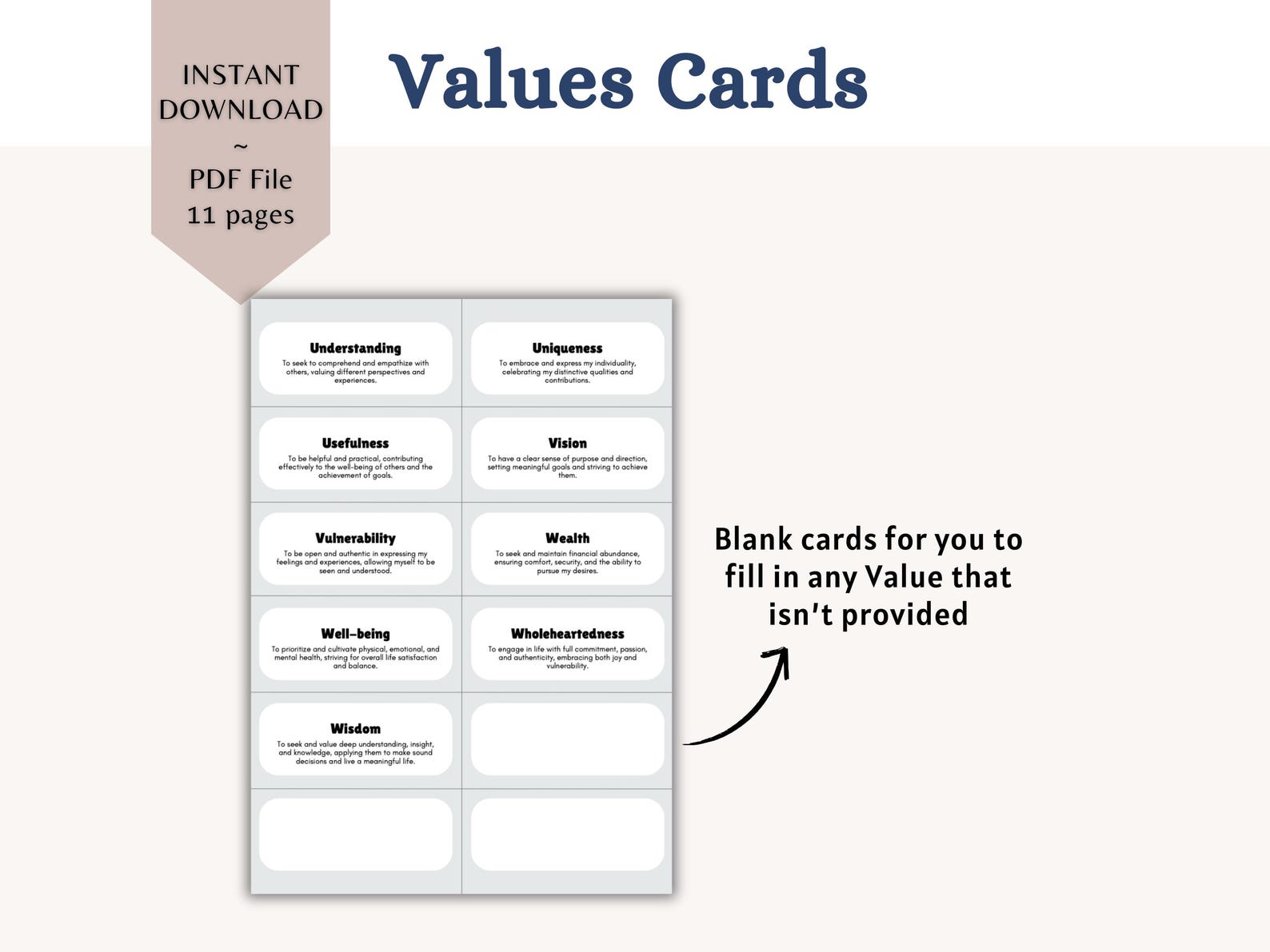 Core Values and Beliefs Worksheets Ranking Core Values Cards Sorting ...