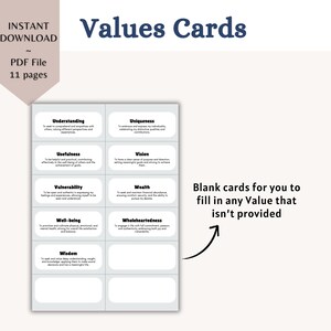 Core Values and Beliefs Worksheets Ranking Core Values Cards Sorting ...