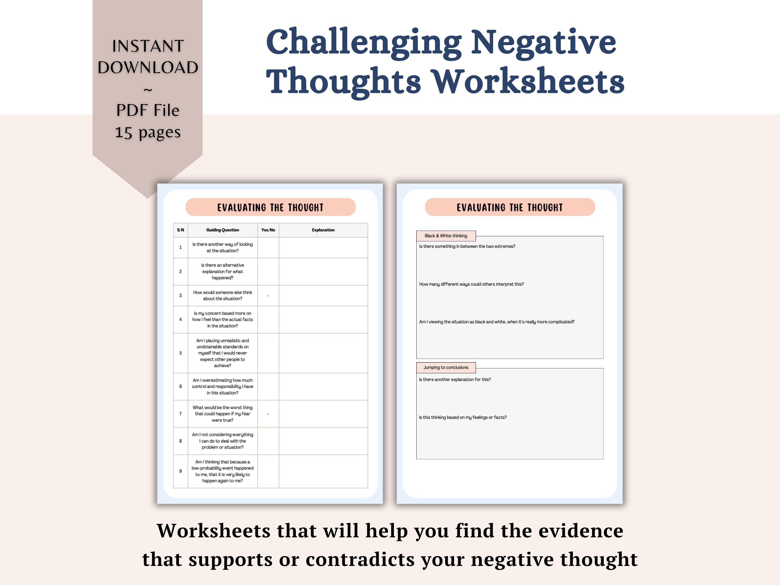 Cognitive Distortions Challenging Negative Self Talk Negative Thought ...