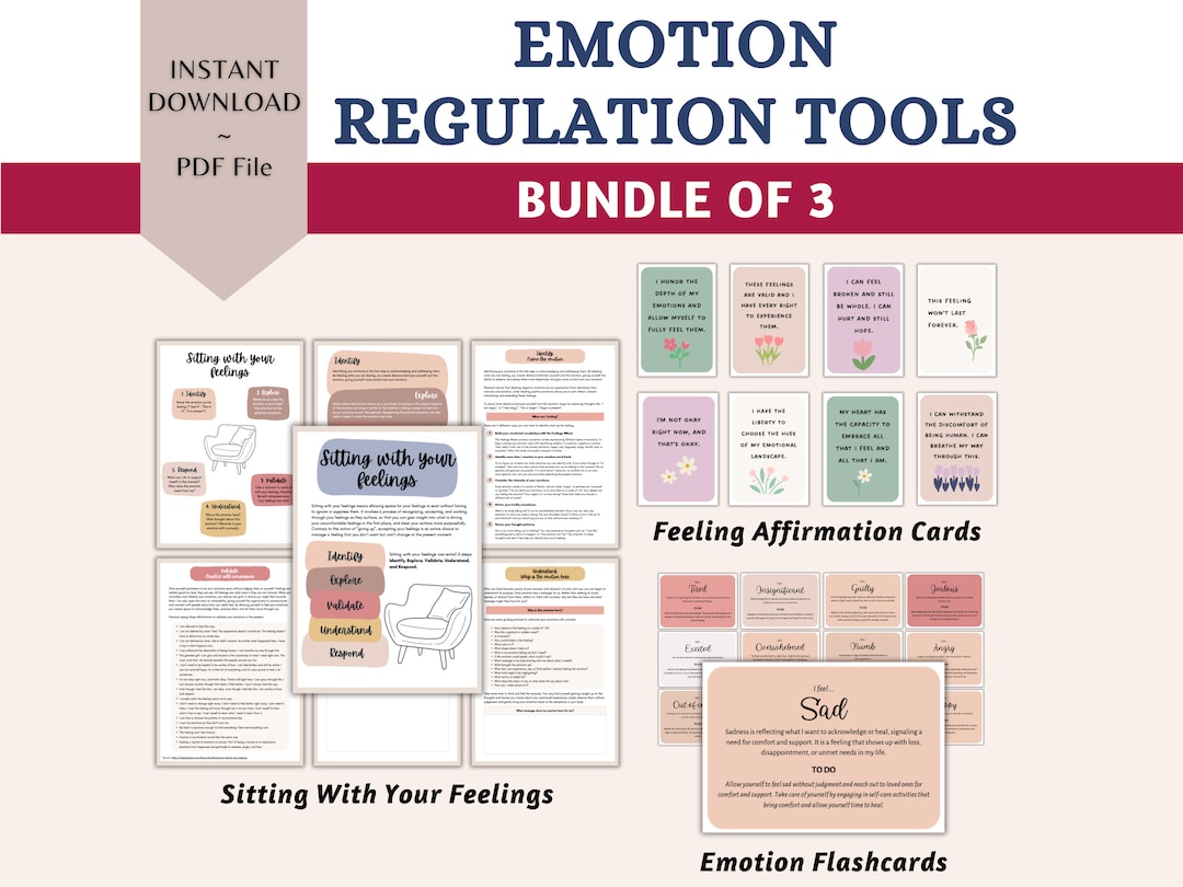 Emotional Regulation Tools Sitting With Your Feelings Affirmation Cards ...