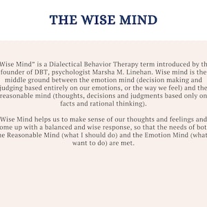 DBT Wise Mind Worksheets Dialectical Behavioral Therapy Wise Mind ...