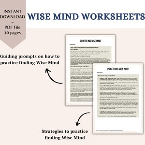 DBT Wise Mind Worksheets Dialectical Behavioral Therapy Wise Mind ...