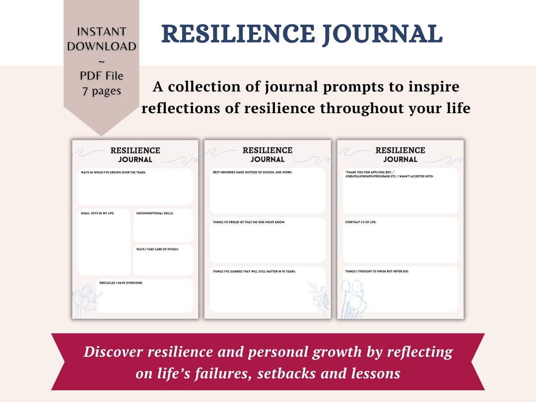 Building Resilience Workbook Self Worth Journal Prompts Self Love Self ...