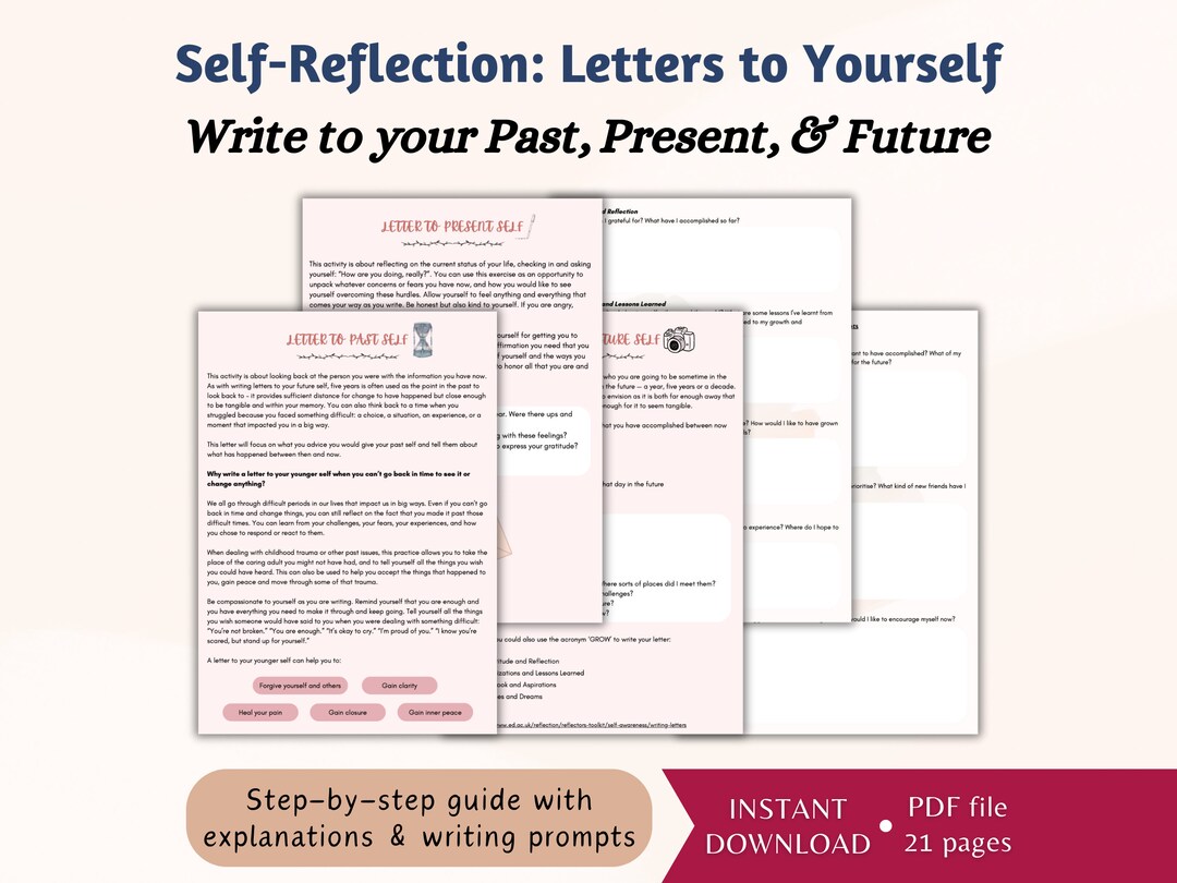 Self Reflection Worksheet Letters to Yourself Reflection Journal ...