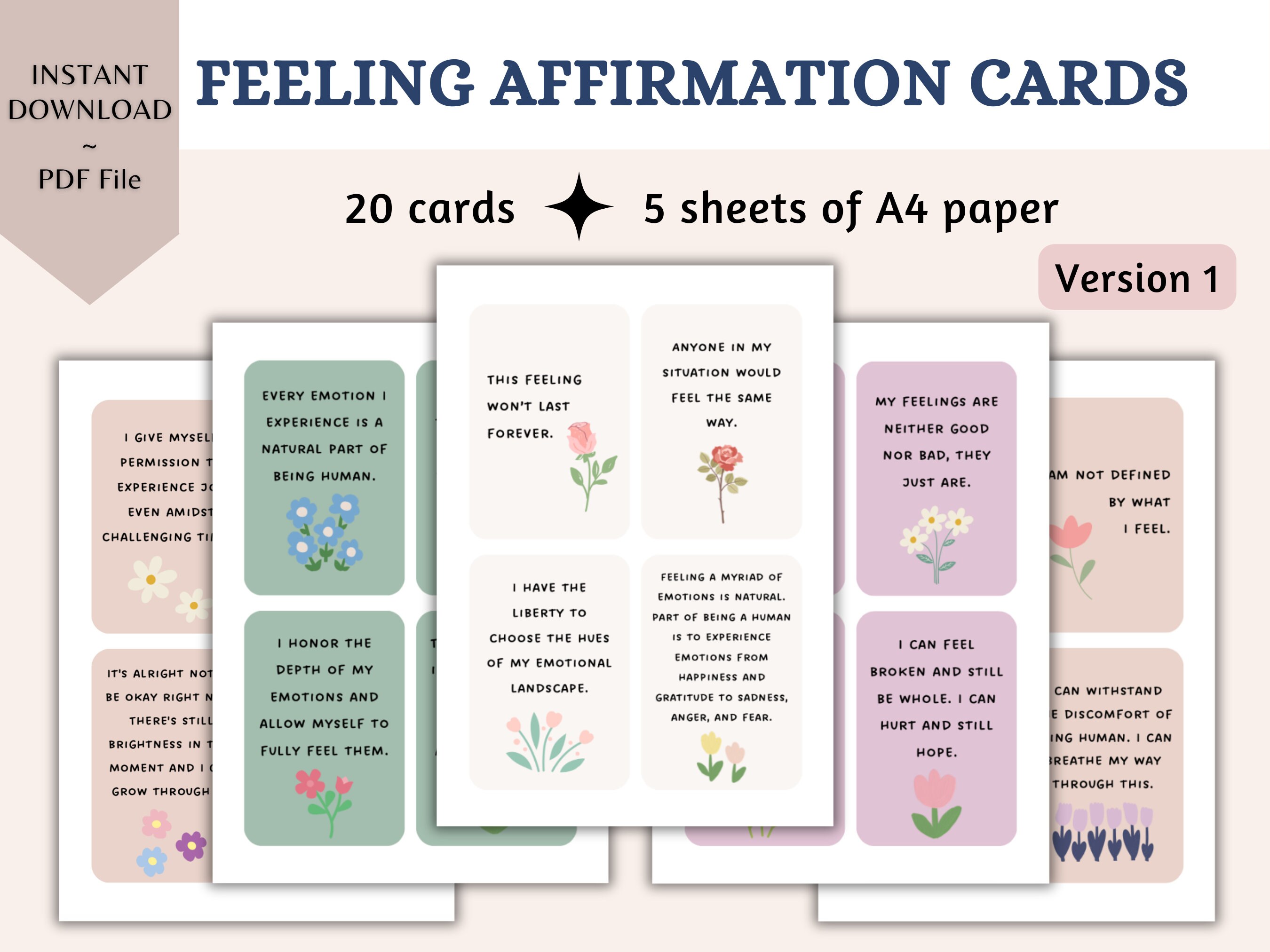 Positive Affirmation Cards for Validating Feelings Sitting With Your ...