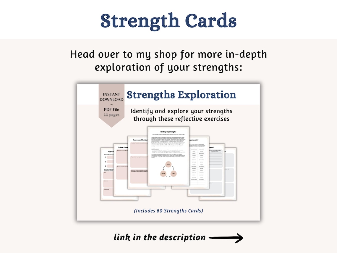 Strengths Based Cards Inner Strength Worksheets Self-esteem Tool ...
