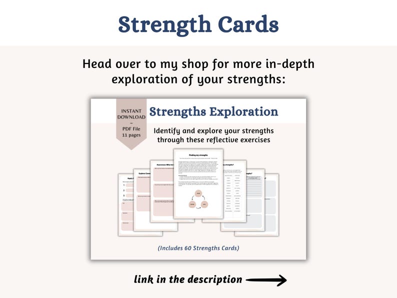 Strengths Based Cards Inner Strength Worksheets Self-esteem Tool ...