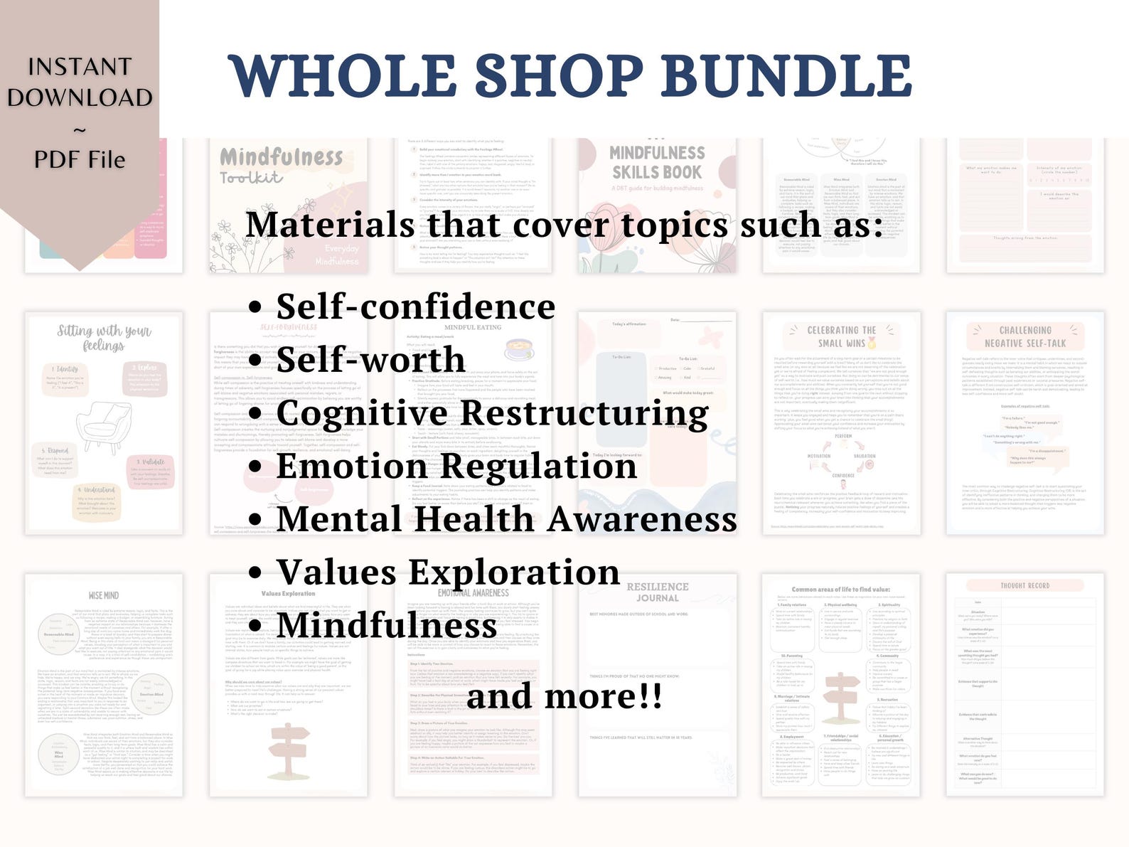 Mental Health Digital Resources Mega Shop Bundle Therapy Worksheets ...